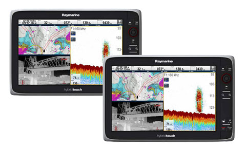 Raymarine e165 15.4 Inch HybridTouch MFD with Wi-Fi Dual Display Bundle ...